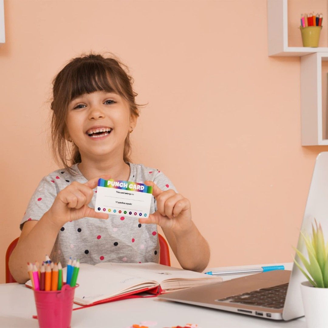 Punch Cards, Pack of 200 Reward Punch Cards 2 x 3.5" with Handheld ...