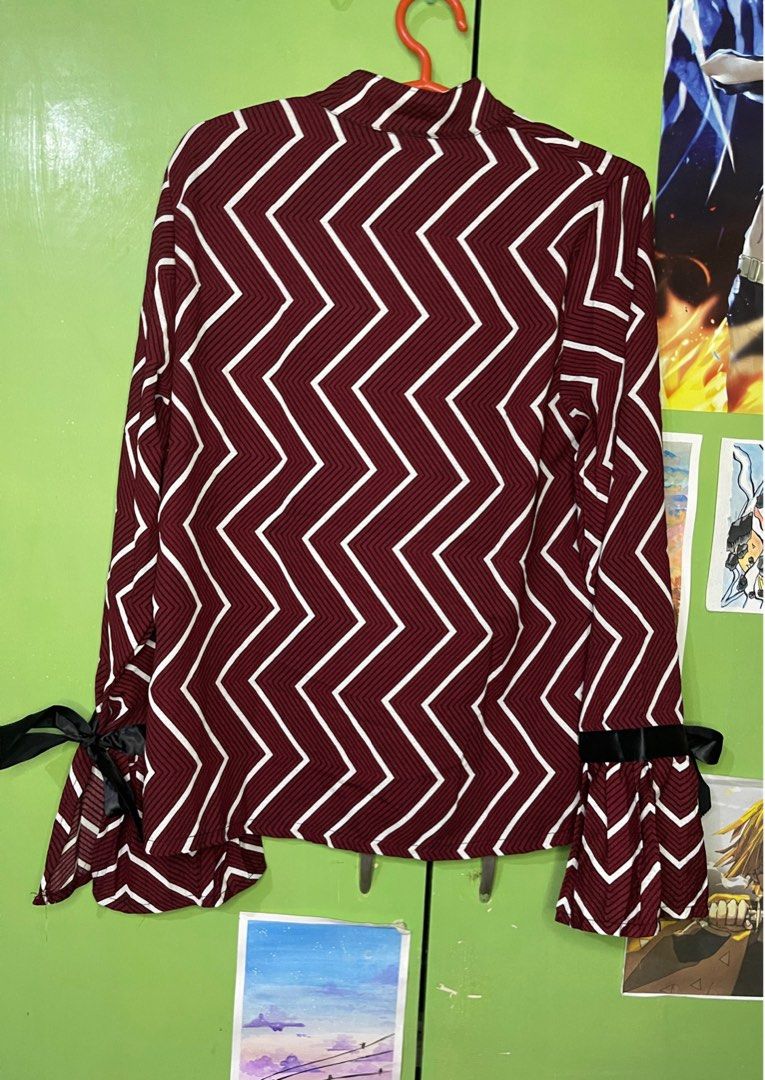 Red Button Down Zigzag Pattern on Carousell
