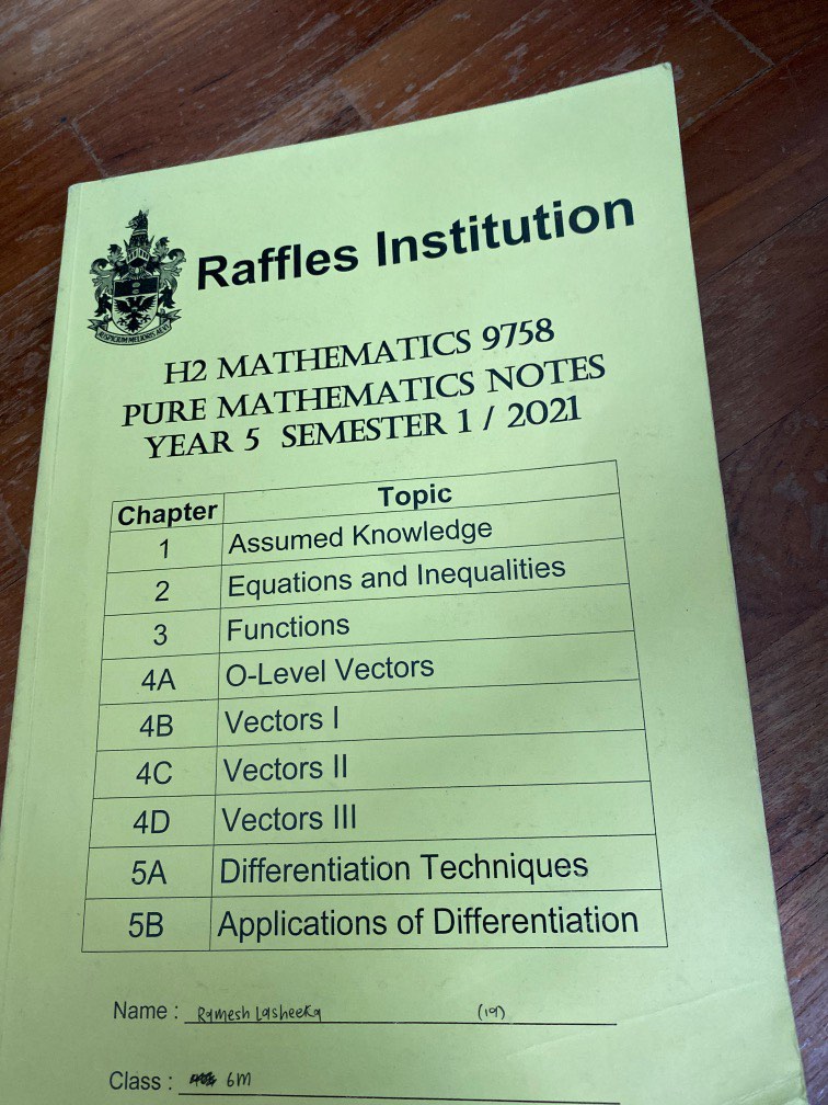 RI H2 MATH tutorials and lecture notes, Hobbies & Toys, Books ...