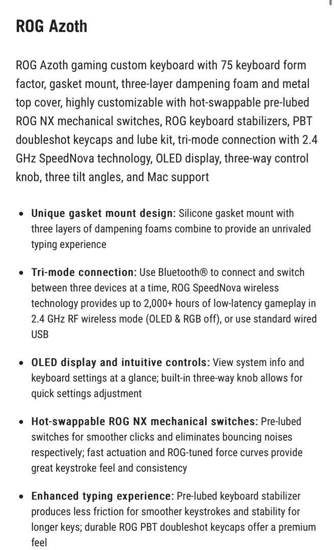ROG Azoth 75% Keyboard, Computers & Tech, Parts & Accessories, Computer Keyboard on Carousell