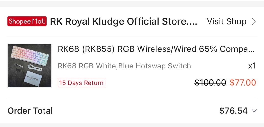 Royal Kludge RK68 (RK855) Wireless/Wired 65% Keyboard, Computers & Tech ...