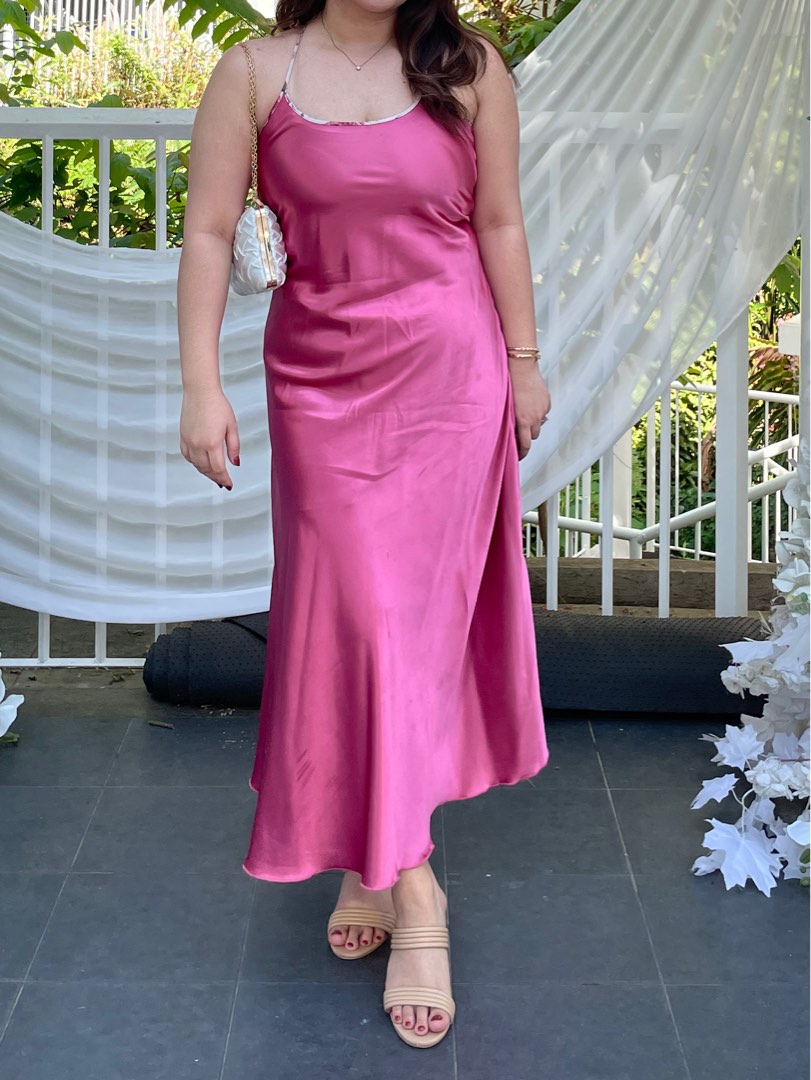 Satin dress, Women's Fashion, Dresses & Sets, Evening dresses & gowns ...