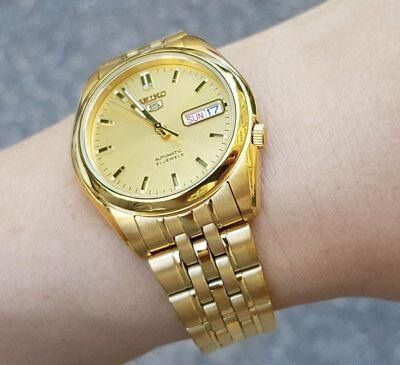 Seiko 5 SNK366 Men's / Unisex Automatic Gold Dial Stainless Steel Watch ...