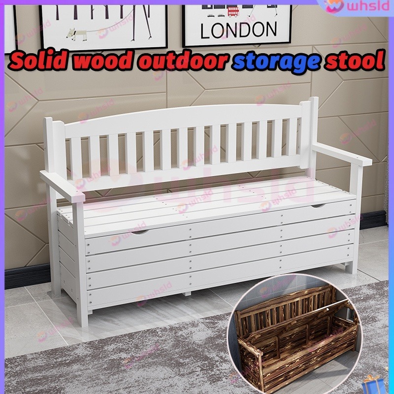 Solid Wood Balcony Storage Carbonized Sofa Bench Single Outdoor ...