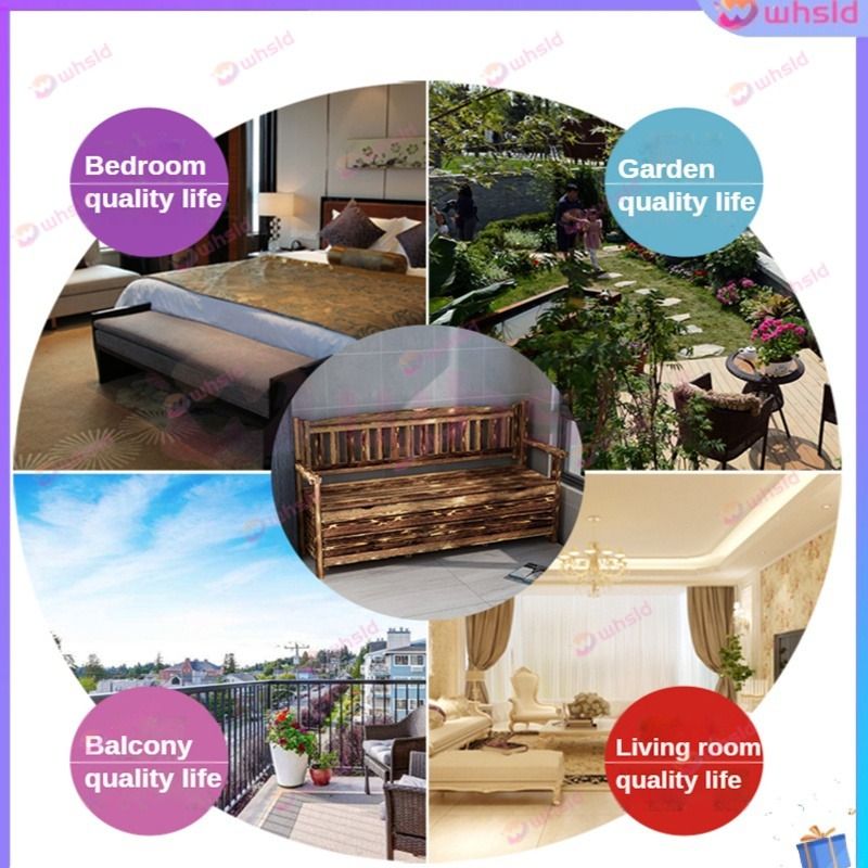 Solid Wood Balcony Storage Carbonized Sofa Bench Single Outdoor ...