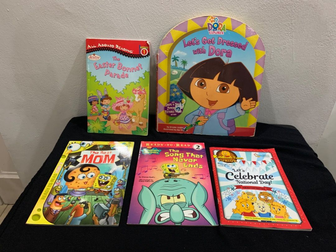 Spongebob, dora, strawberry, kindsville children book, Hobbies & Toys ...