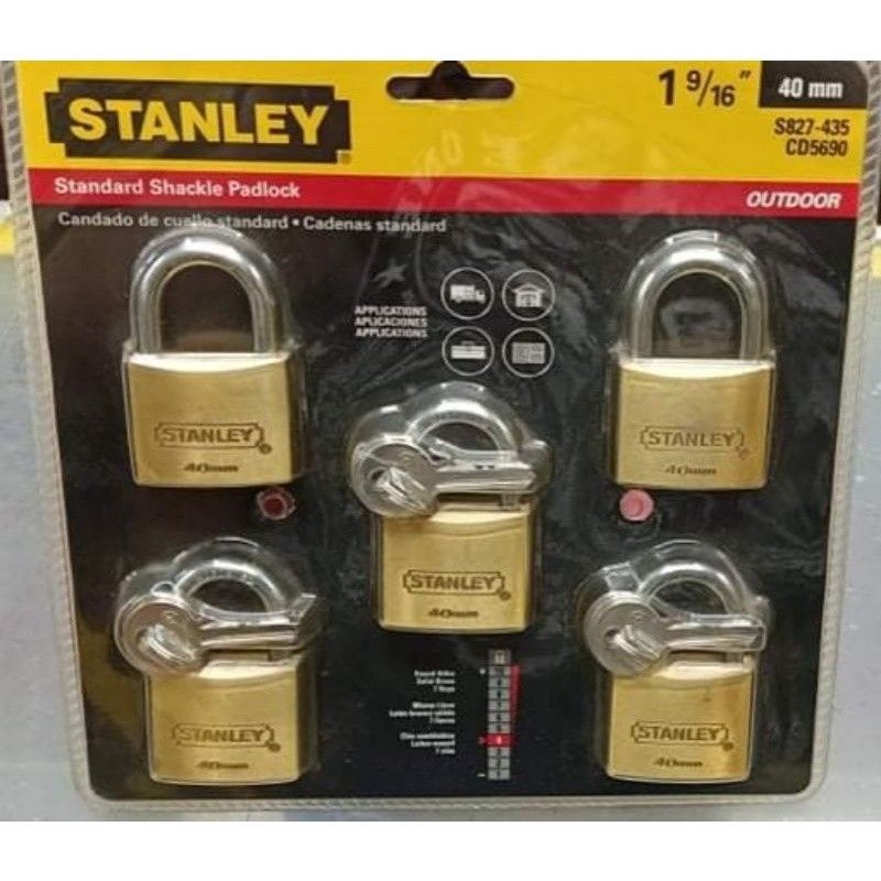 STANLEY SOLID BRASS BODY PADLOCK MODEL. S827-435 ( 40mm) 5PCS/SET KEYED ALIKE on Carousell