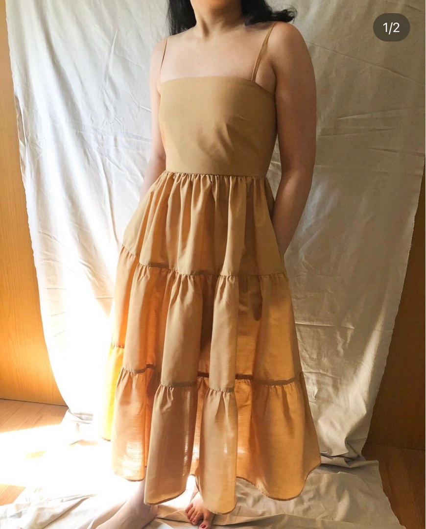 Studio Caca Tiered Dress Camel, Women's Fashion, Dresses & Sets ...