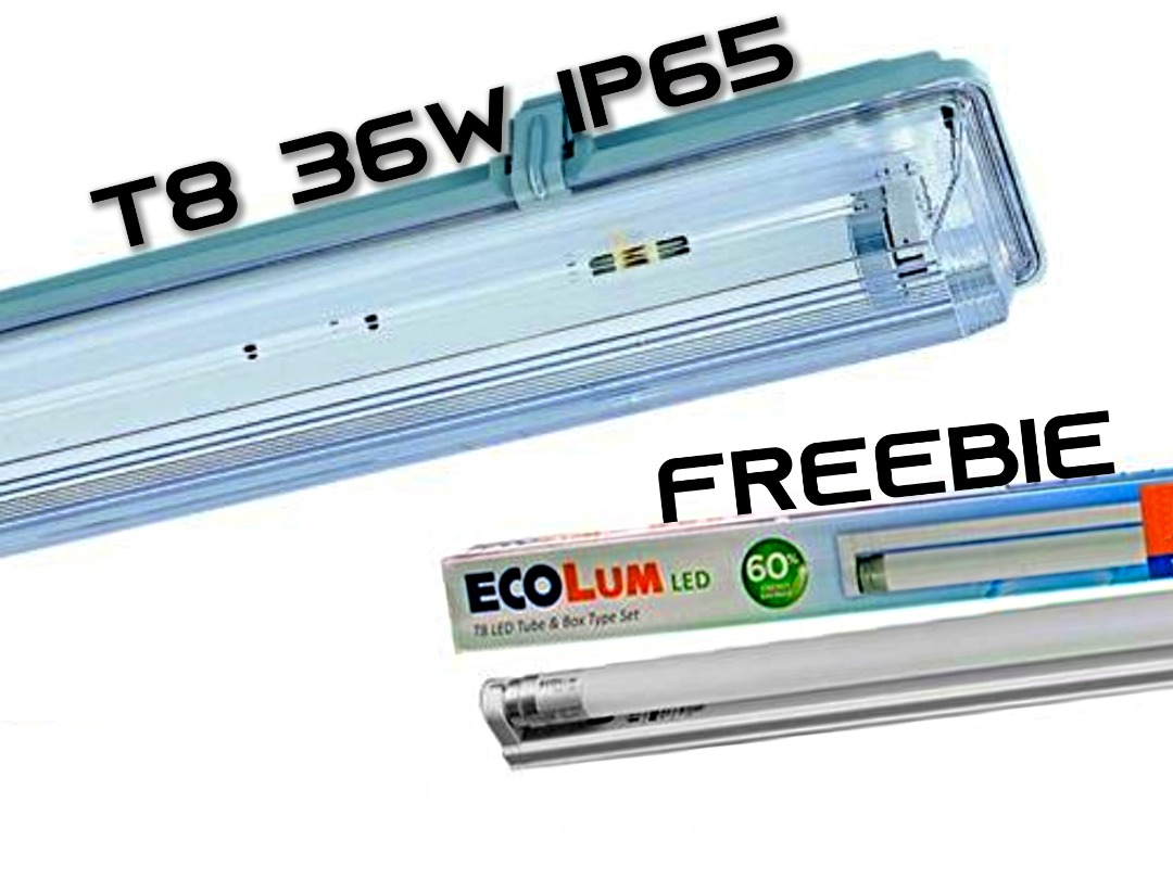 T8 36W IP65 Fluorescent Fixture Batten Light / 1 Lamp, Anti-corrosive ...