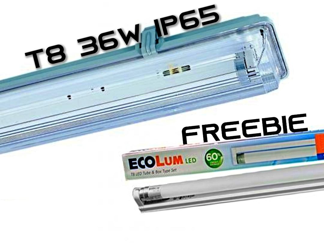 T8 36W IP65 Fluorescent Fixture Batten Light / 1 Lamp, Anti-corrosive ...