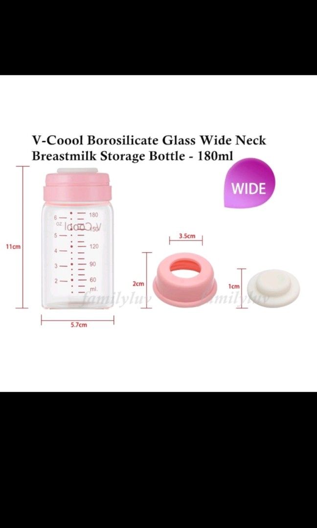 V-coool Glass Wide Neck Breastmilk Storage Bottle, Babies & Kids ...