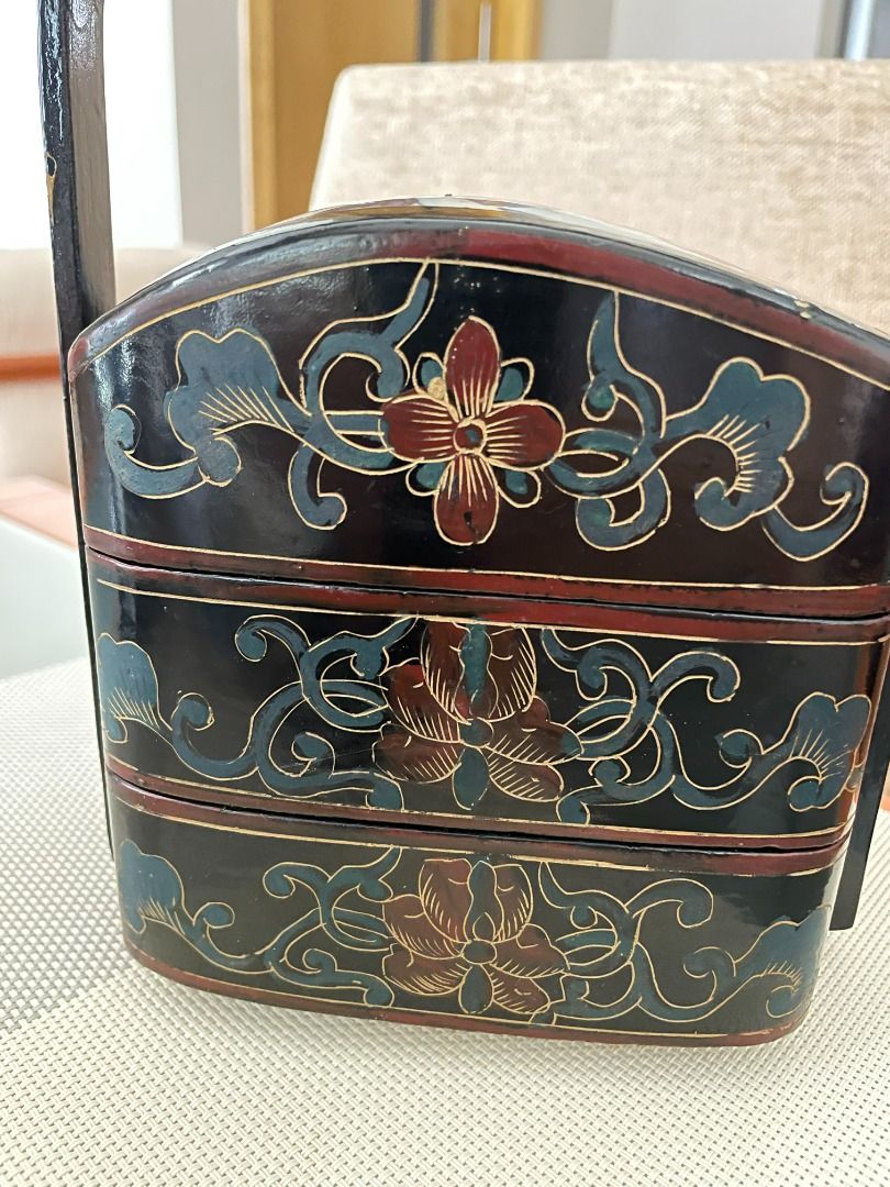 Vintage Chinese style Stacking Boxes with Porcelain Inlay, Furniture ...