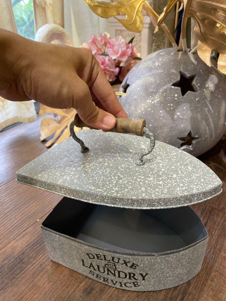 Vintage laundry service kettle storage container, Furniture & Home ...