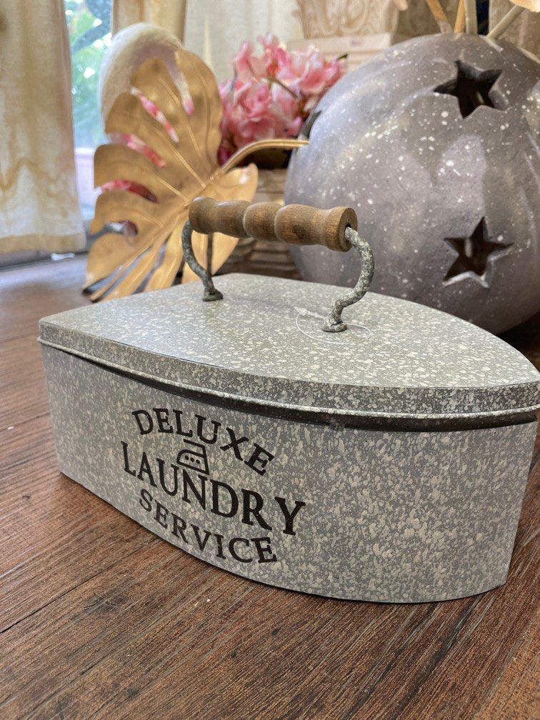 Vintage laundry service kettle storage container, Furniture & Home ...