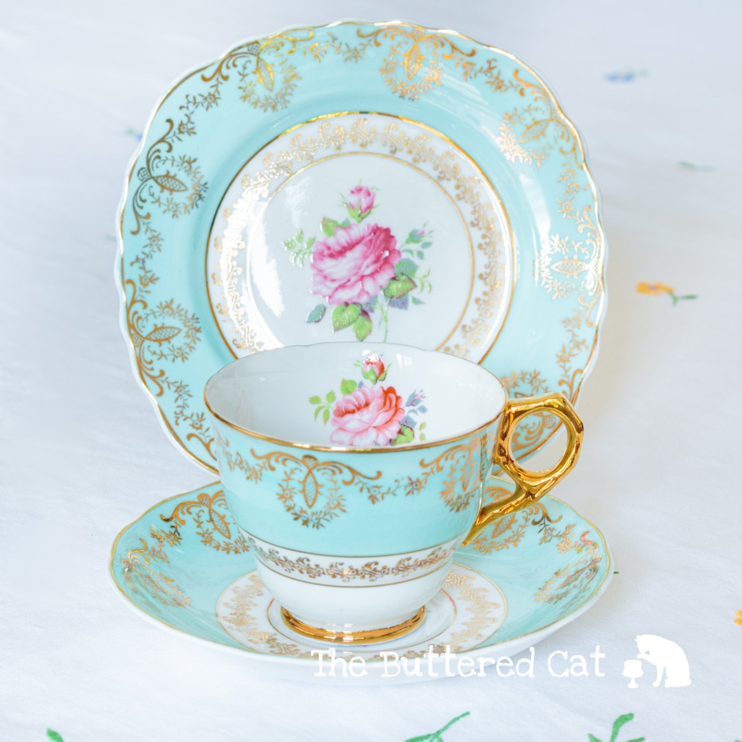 Vintage Leonard St Pottery ' Princess ' pattern tea trio in blue ...