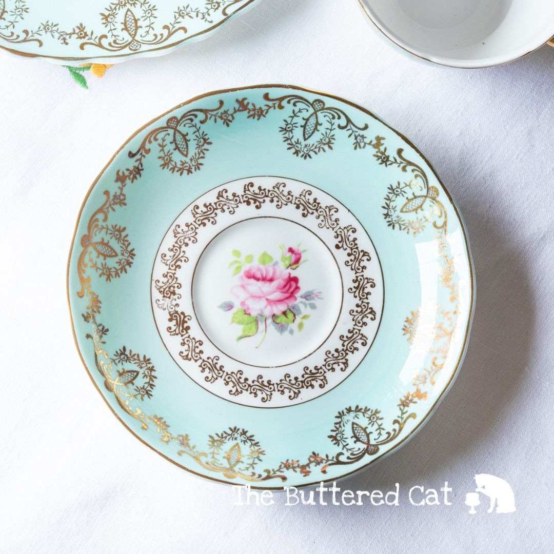 Vintage Leonard St Pottery ' Princess ' pattern tea trio in blue ...