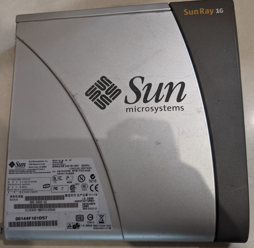 Vintage Sun Microsystems Inc Model 102 SunRay 1G Thin Client, Hobbies ...