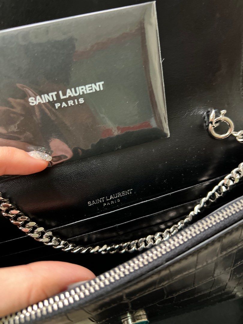 YSL Kate Chain Clutch - Black w Silver tassel (Saint Laurent YSL Chain ...