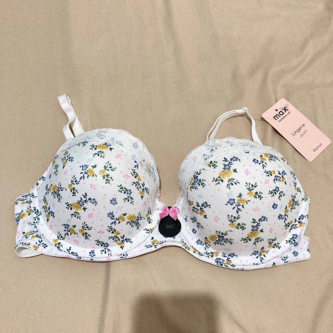 36C Ditsy Floral White Semi-Push Up Bra, Women's Fashion, Undergarments & Loungewear on Carousell