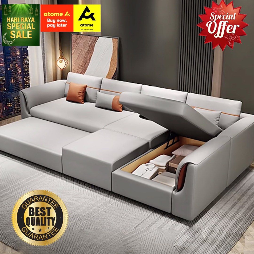 3 seater L-shape Length 240cm Ria Designer Sofa Bed with Storage Chaise ...
