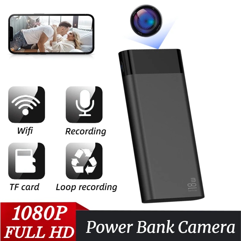 4K HD Mini Camera WIFI Wireless Charger Cam Portable Power Bank Camera ...