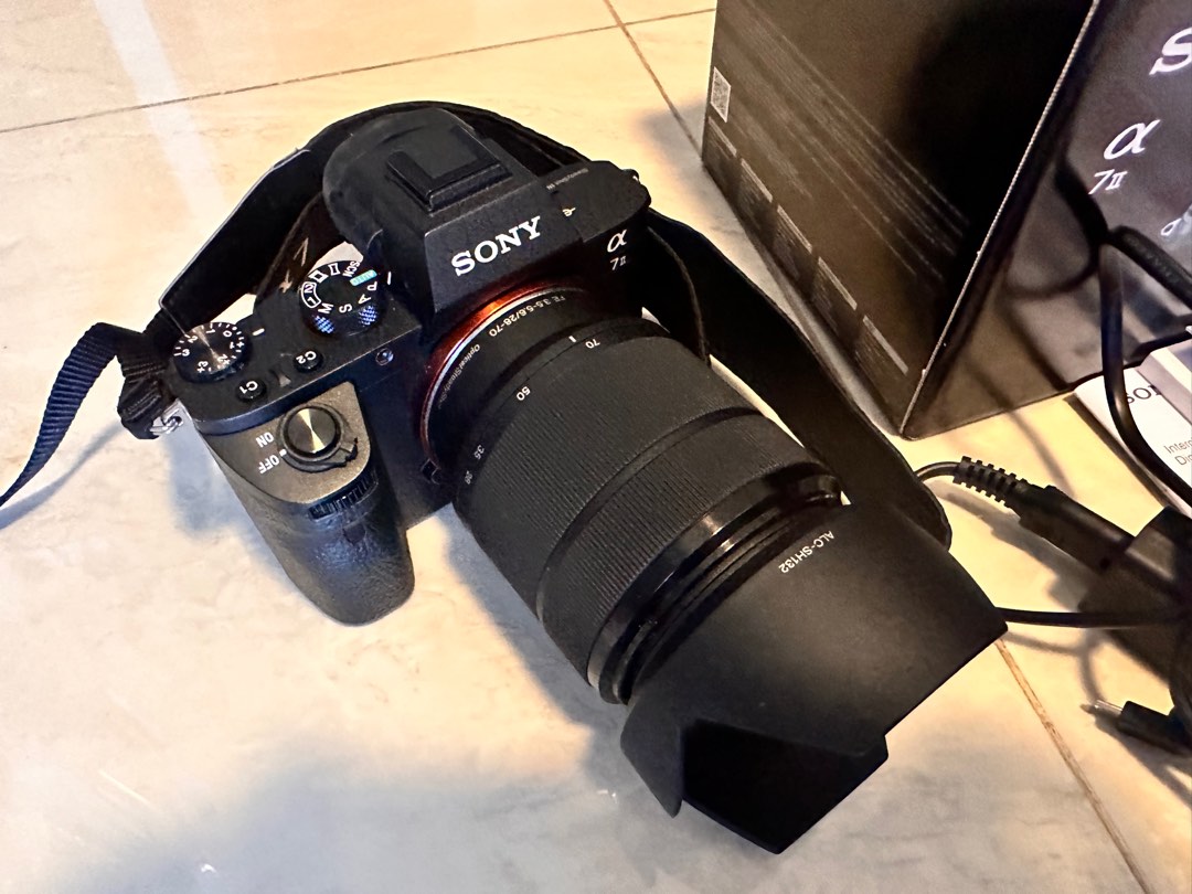 A 7 II camera with lens and accessories, Photography, Cameras on Carousell