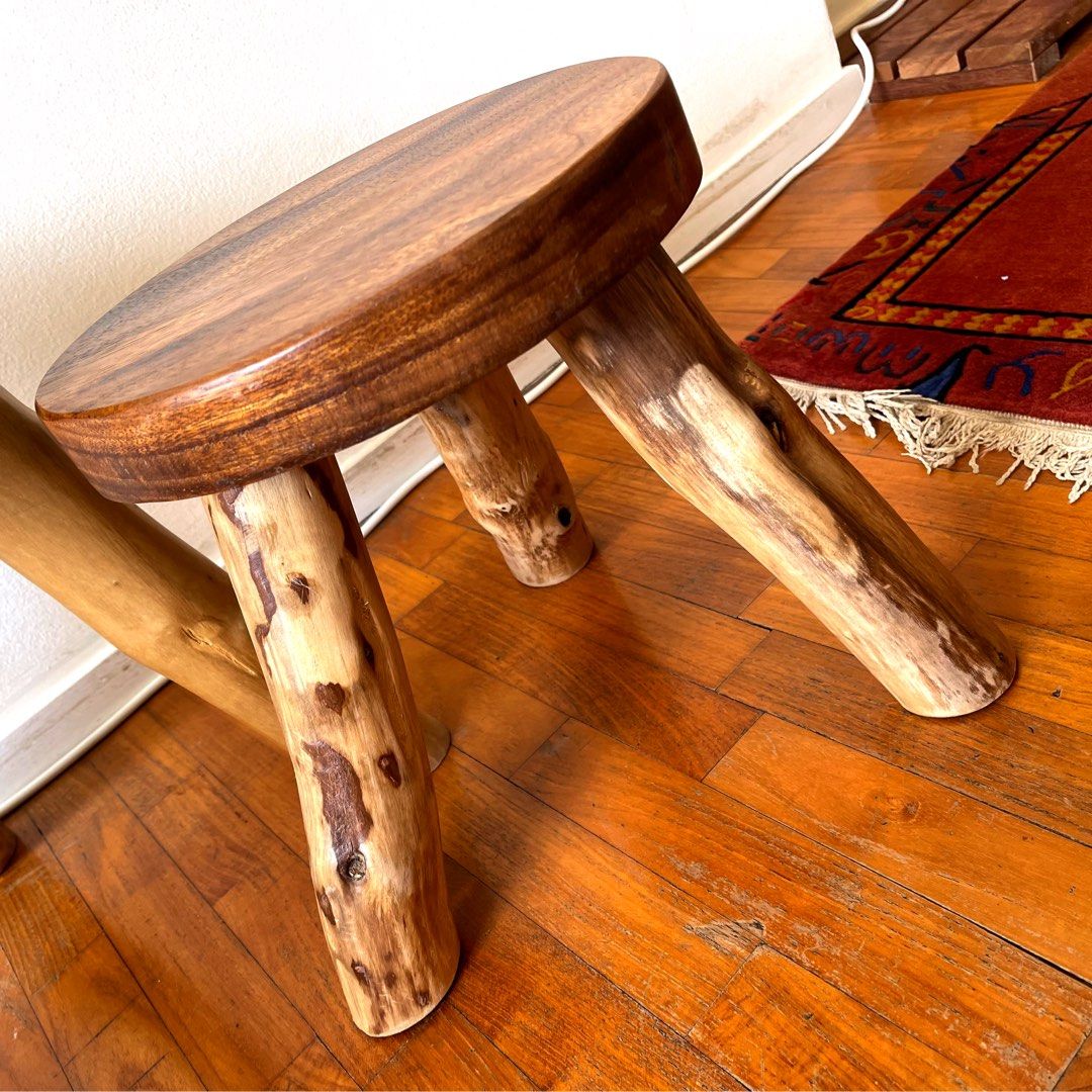 Aesthetic Solid Wooden 3-legged stools made from solid wood, Furniture ...