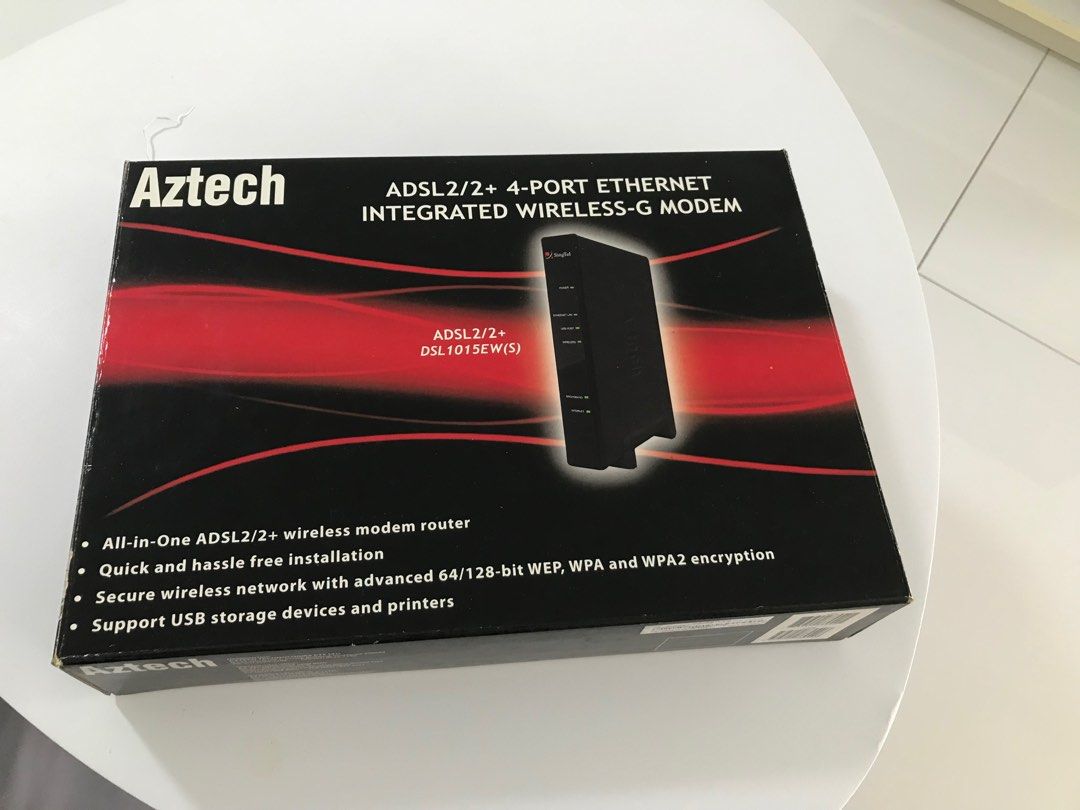 Aztech ADSL2/2+ 4-PORT ETHERNET Integrated wireless-G Modem, Computers ...