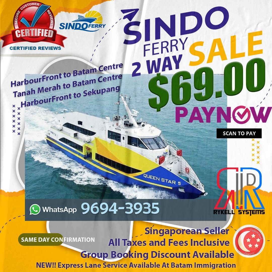 Batam Ferry Ticket, 2 Way Sindo Ferry Ticket To Batam, Tickets ...