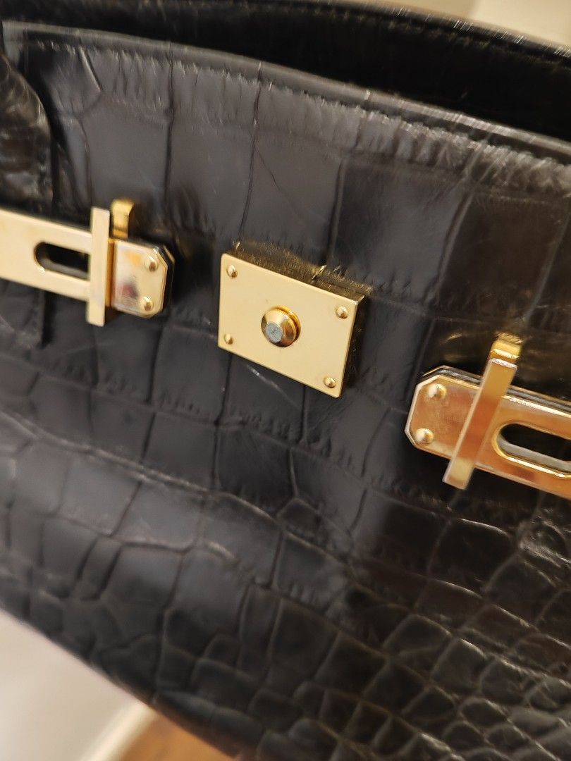 Black croco print leather sling bag, Women's Fashion, Bags & Wallets ...
