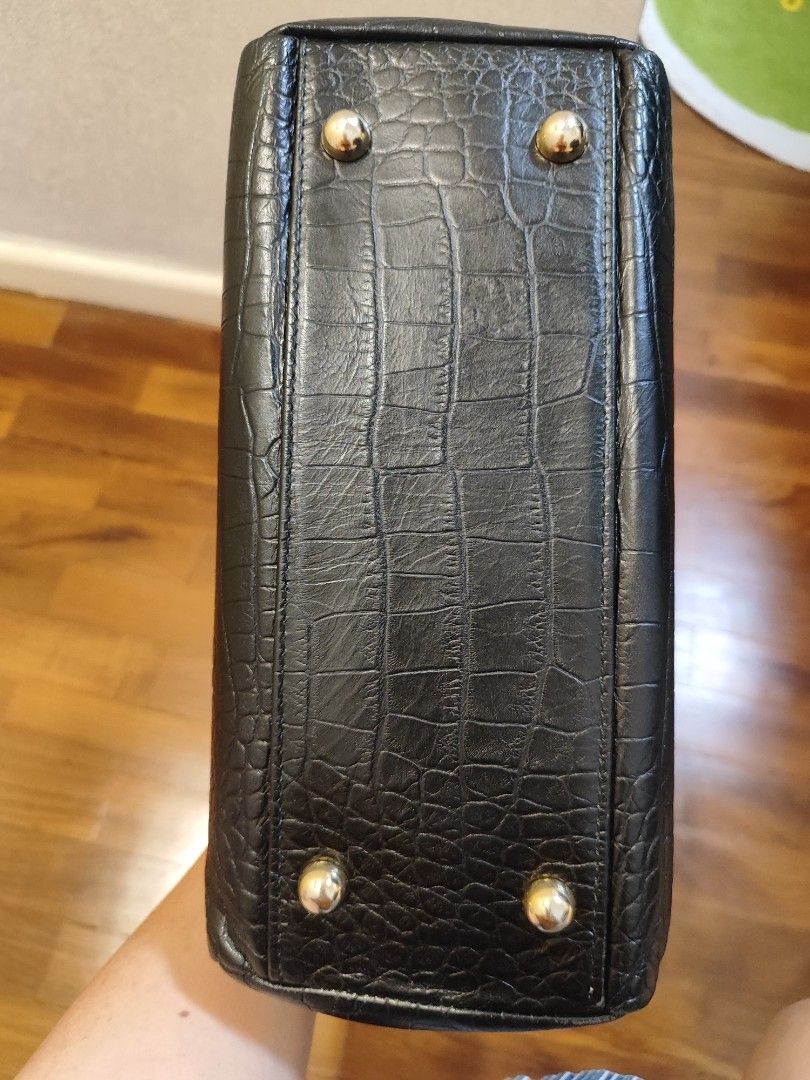 Black croco print leather sling bag, Women's Fashion, Bags & Wallets ...