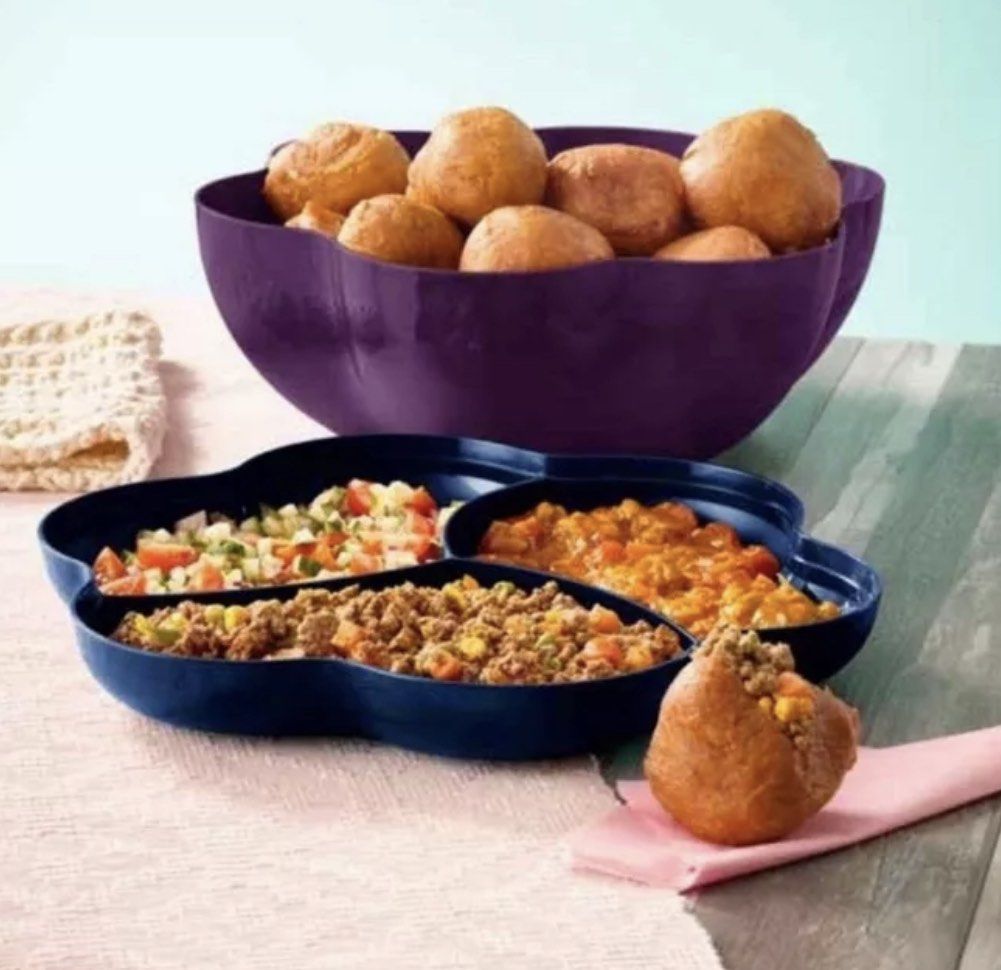 BN Tupperware Triple Snack Bowl (1) 5.6L [Purple], Furniture & Home ...