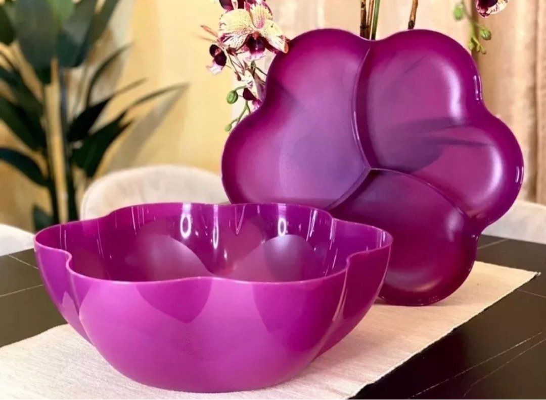 BN Tupperware Triple Snack Bowl (1) 5.6L [Purple], Furniture & Home ...