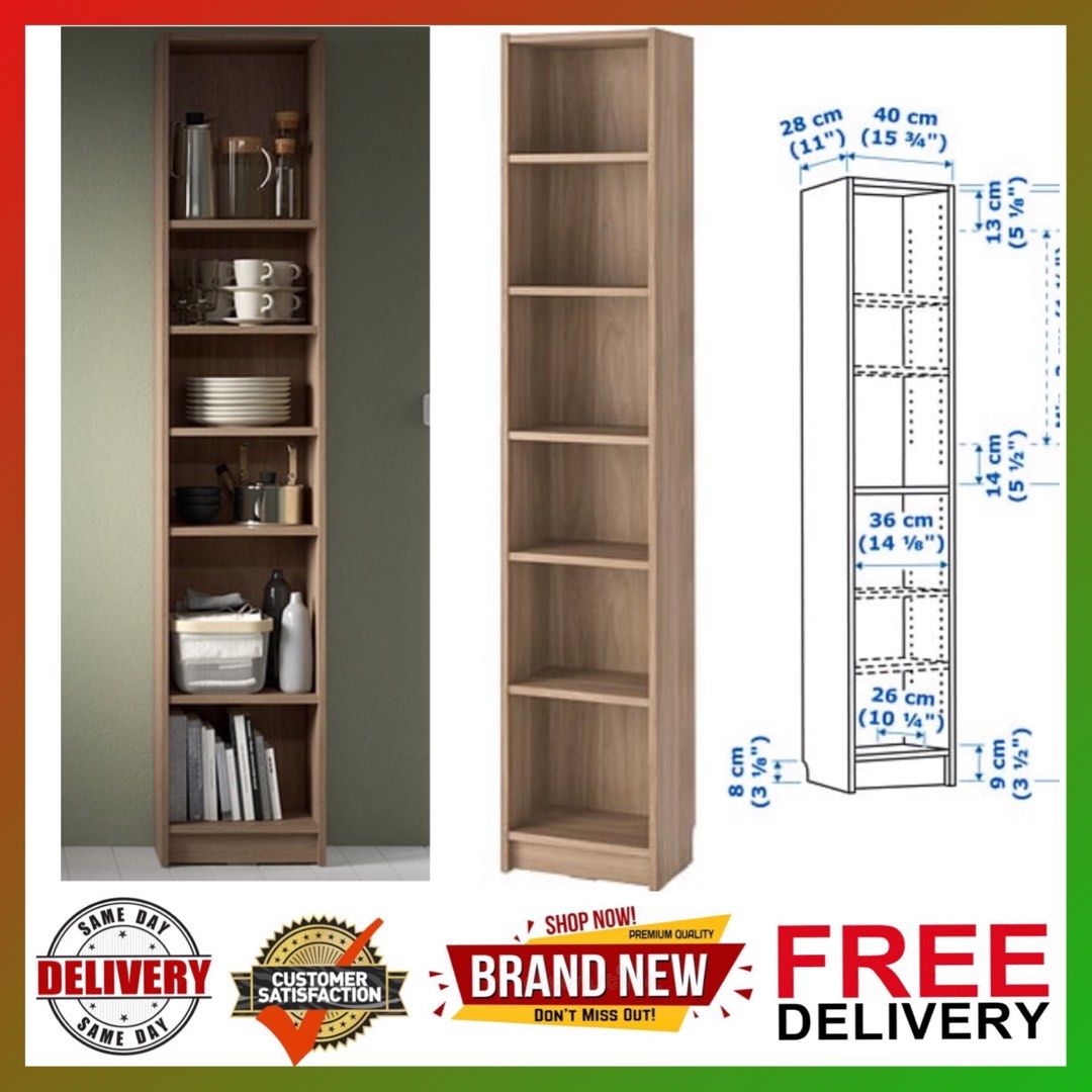 Ikea Bookcase, Bookshelf, BILLY Bookcase Oak effect, 40×28×202 ...