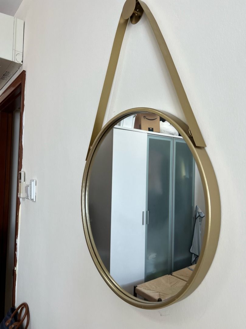 Brass coloured Round 50cm Mirror, Furniture & Home Living, Home Decor ...