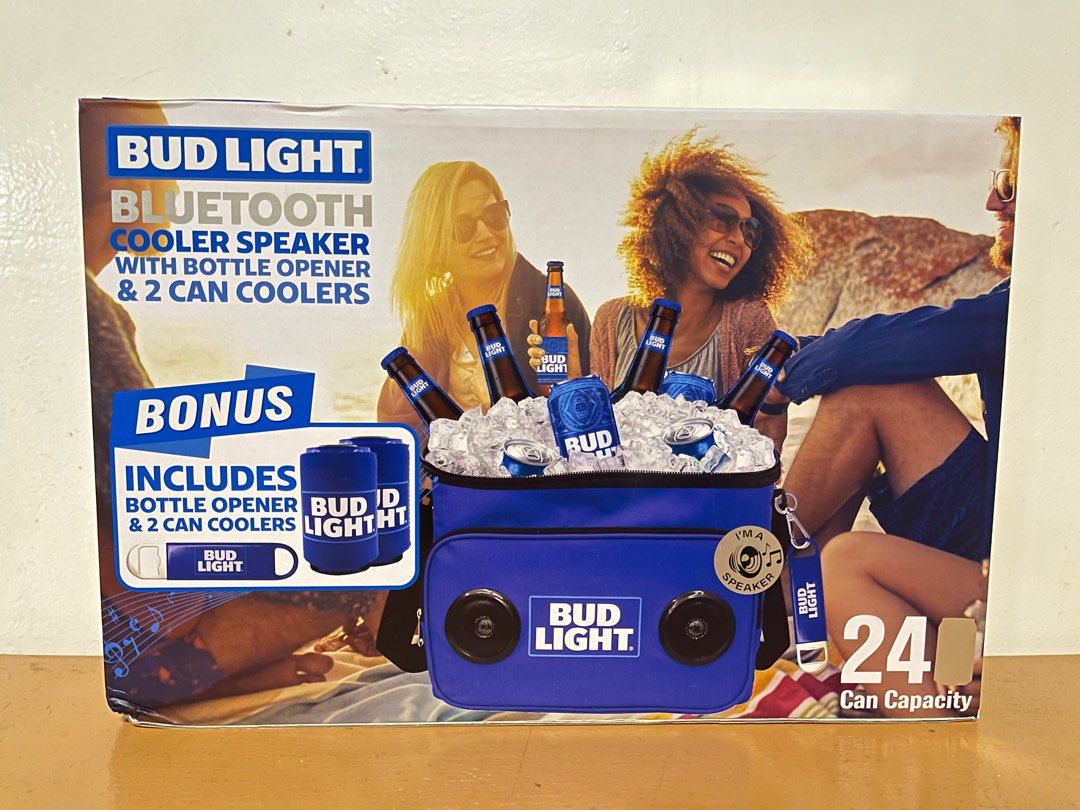 Bud light Cooler with bluetooth speaker, Hobbies & Toys, Travel, Travel ...