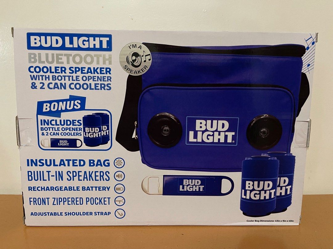 Bud light Cooler with bluetooth speaker, Hobbies & Toys, Travel, Travel ...