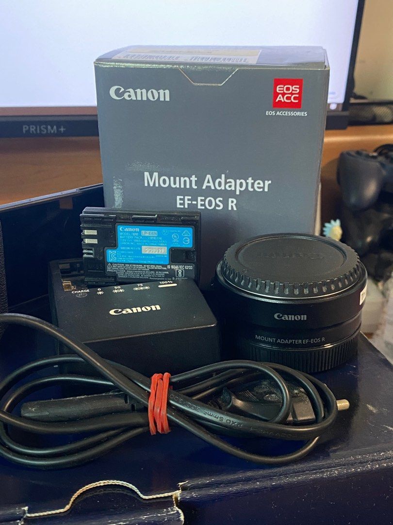 Canon EOS R + EF to EOS R adapter + LP-E6 Battery + Charger & Cable ...