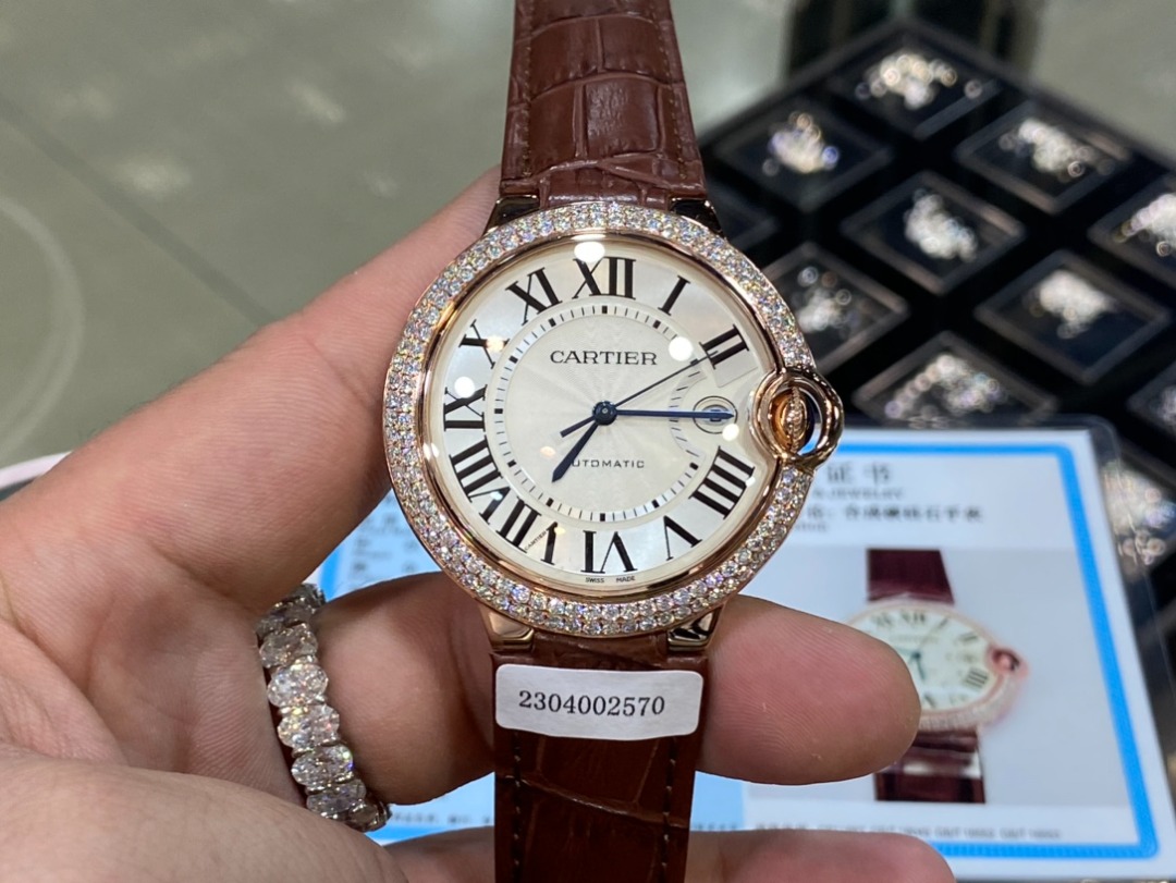 Cartier blue balloon 42mm diameter 18K gold men's watch mechanical men ...