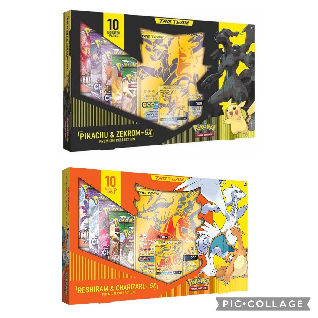 Charizard Reshiram Pikachu zekrom GX Premium Collection Box Fusion Strike Evolving Skies ...