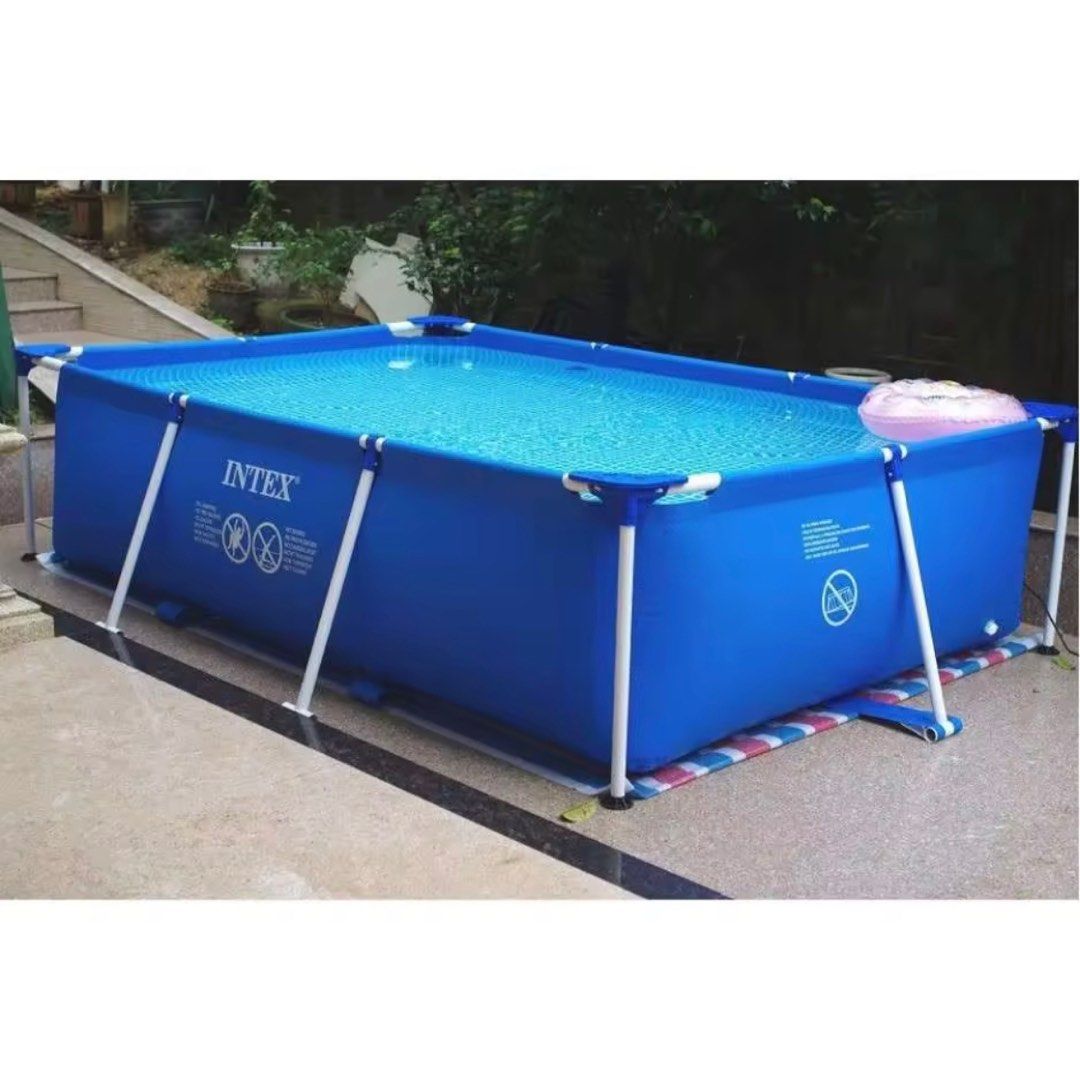 INTEX Rectangular Frame Pool for Adult Family Size Swimming Pool for ...