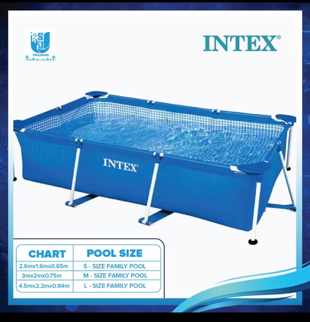 INTEX Rectangular Frame Pool for Adult Family Size Swimming Pool for ...