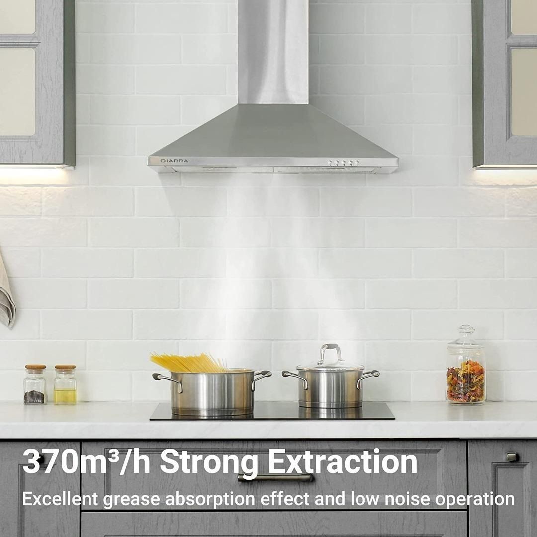 CIARRA 60cm Wall Mount Cooker Hood With 3-Speed Extraction CBCS6201-OW ...