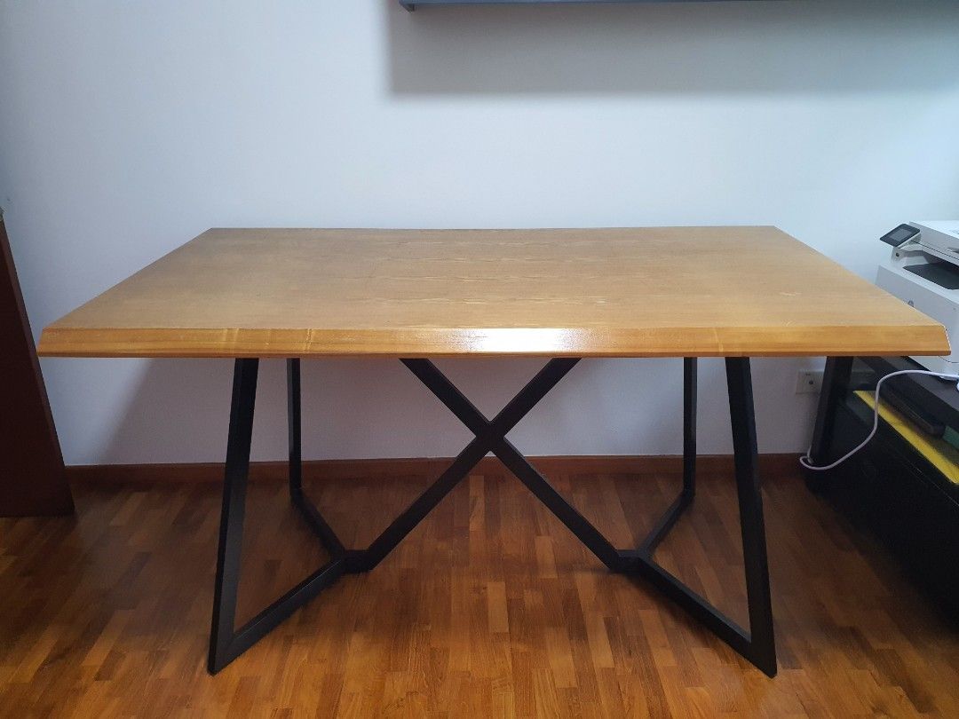 Classic long wooden dining table, Furniture & Home Living, Furniture ...