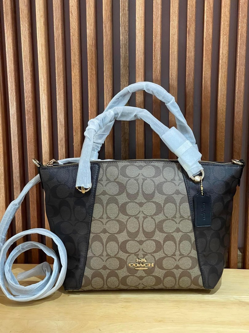 Coach Kacey Satchel In Blocked Signature Canvas Khaki Brown Multi C6838, Luxury, Bags & Wallets ...