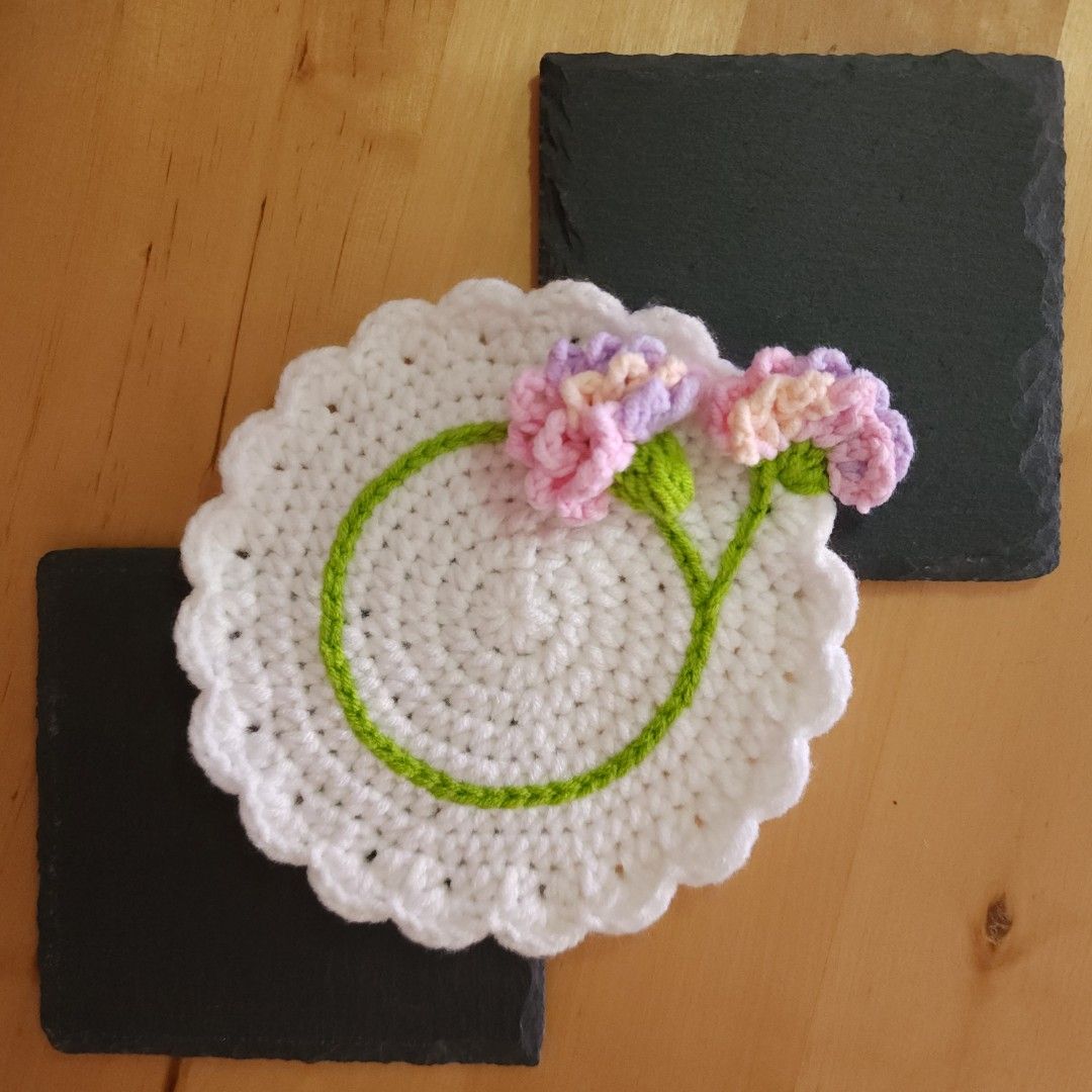 Crochet Tulip Coasters, Hobbies & Toys, Stationery & Craft, Handmade ...