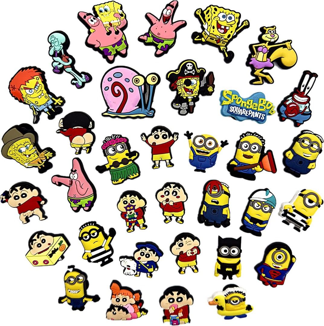 Spongebob/Shin-Chan/Minion Crocs Charms & Jibbits, Men's Fashion ...