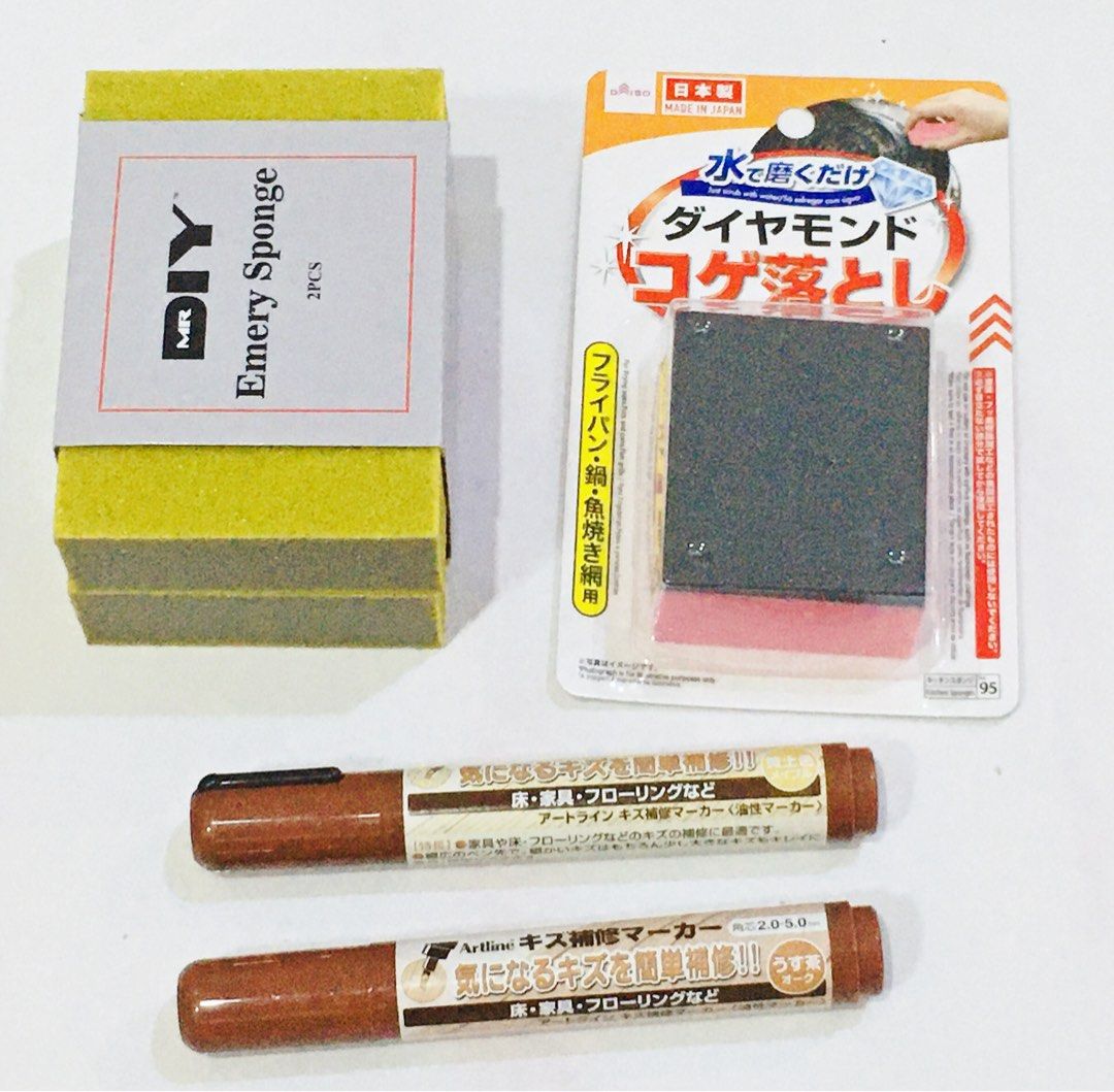 Daiso Wood Colour Pens & Rust Remove Sponges, Furniture & Home Living ...