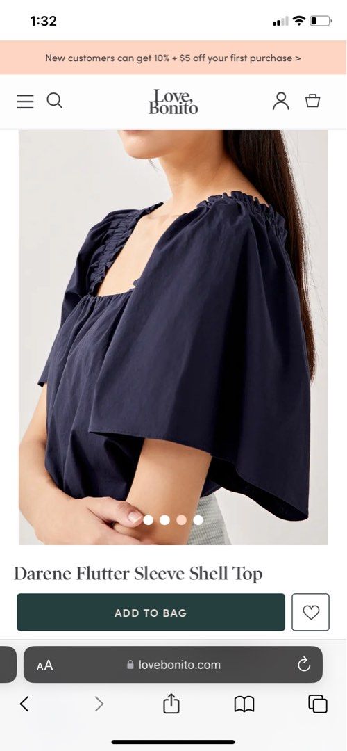 (Love Bonito) Darene Flutter Sleeve Shell Top, Women's Fashion, Tops, Blouses on Carousell