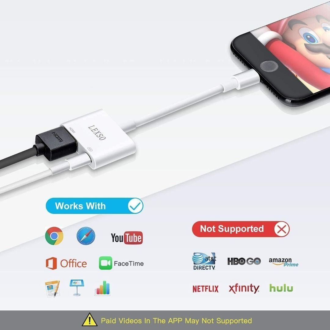 Digital AV HDMI Adapter, Apple MFi Certified iPhone Lightning to HDMI ...